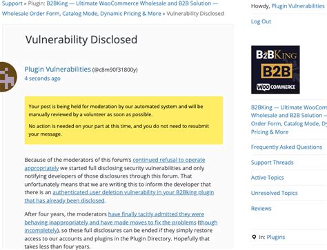 Authenticated User Deletion Vulnerability In B2bking Plugin Vulnerabilities