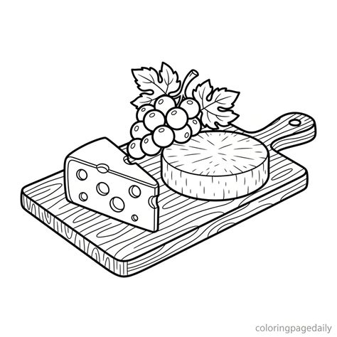French Cheese Board Printable Coloring Page