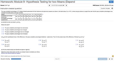 Solved Save Homework Module 9 Hypothesis Testing For Two