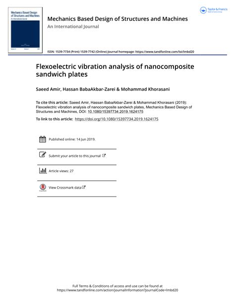 Pdf Flexoelectric Vibration Analysis Of Nanocomposite Sandwich Plates