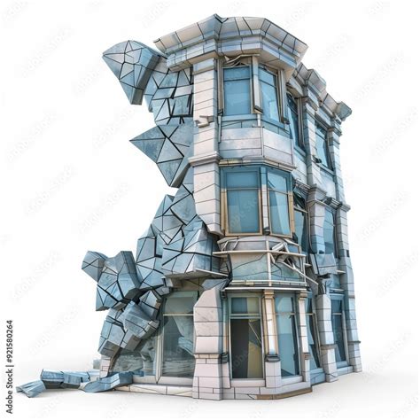 3d Render Low Poly Style Of Demolished Building With Broken Columns