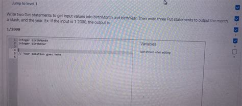 Jump To Level 1 Write Two Get Statements To Get Input