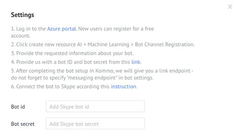 can t create a skype bot to allow my customers start chatting through