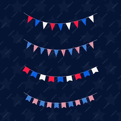 Premium Vector Various Colors Of American Independence Day Triangular Flag