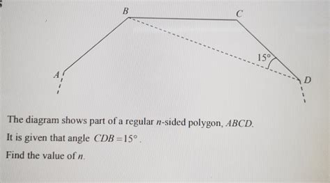 Solved The Diagram Shows Part Of A Regular N Sided Polygon Abcd It