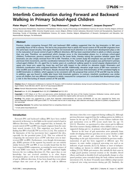 Pdf Interlimb Coordination During Forward And Backward Walking In