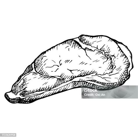 스테이크 필레는 고립된 배경에 양고기 쇠고기 또는 돼지고기 벡터 그림을 그렸다 메뉴 인쇄물 로고 카드를위한 고기 제품의 조각으로