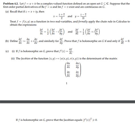 Solved Problem 42 Let F U Iv Be A Complex Valued