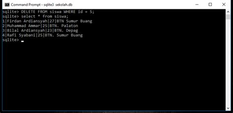 Tutorial Belajar Sqlite Perintah Delete Lebak Cyber