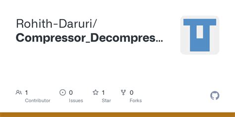 GitHub Rohith Daruri Compressor Decompressor