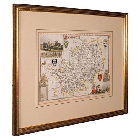 Antique Berkshire Map English County Framed Engraving Cartography