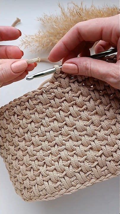 Супер способ Как ввести новую нить при вязании сумки крючком из шнура джута и трикотажной