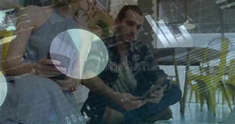 Image Of Digital Interface With Data Processing And Statistics Over