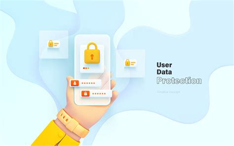 사용자 데이터 보호 손이 전화를 들고 있습니다 데이터 분석 및 회계를 위한 모바일 애플리케이션 파일 관리 전자 문서 관리 벡터