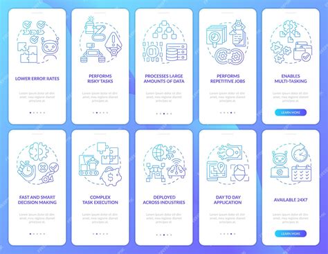 Premium Vector Artificial Intelligence Blue Gradient Onboarding Mobile App Screen Set