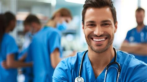 Premium Photo Handsome Smiling Veterinary Technician Headshot