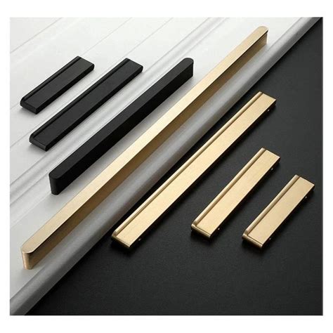 Black And Golden Brushed Brass Drawer Pulls Handle For Cabinet Fitting