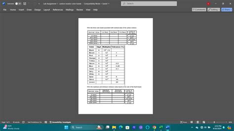 Solved Fill In The Three Color Bands Associated With Nominal