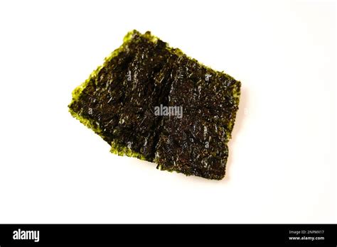 Seaweed Chips Dried Nori Snacks Isolated On White Selective Focus