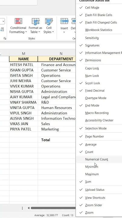 Copying Values From Status Bar In Excel Ii Exceledhub Exceltutorialinhindi