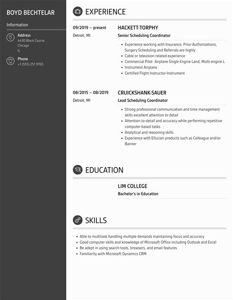 Scheduling Coordinator Resume Samples Velvet Jobs