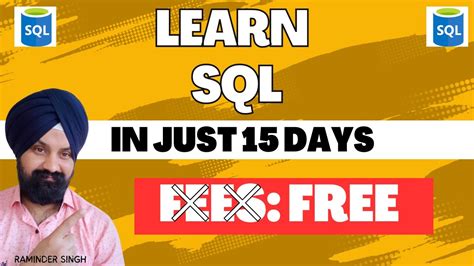 Master Sql In Just 15 Days Learn The Secrets To Sql Success Youtube