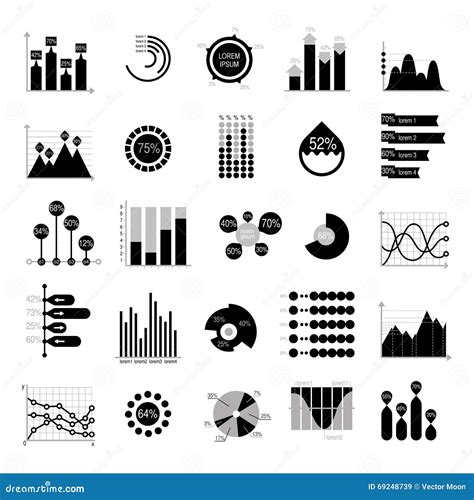 business data graph analytics vector elements black silhouette stock vector illustration of