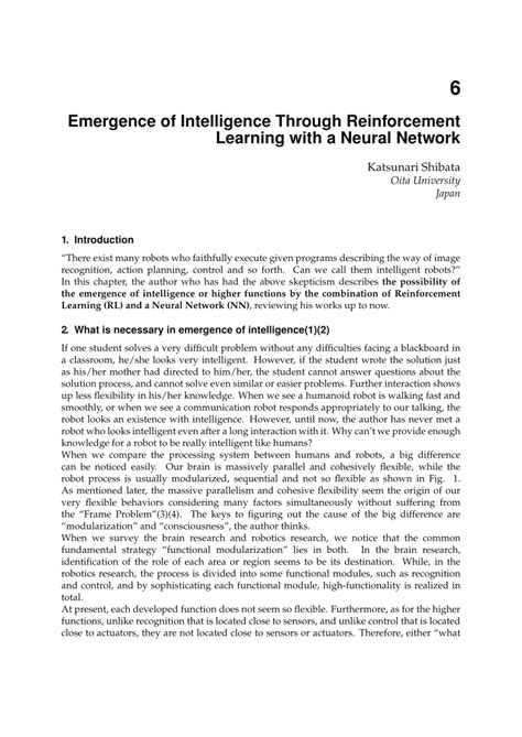 Pdf Emergence Of Intelligence Through Reinforcement Learning With A Neural Network