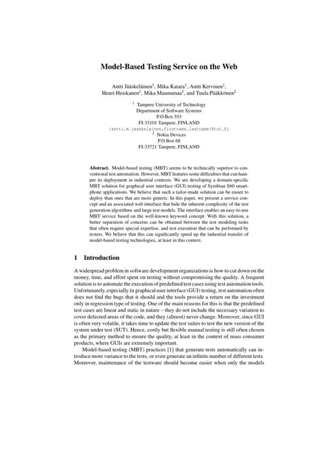 Pdf Model Based Testing Service On The Web
