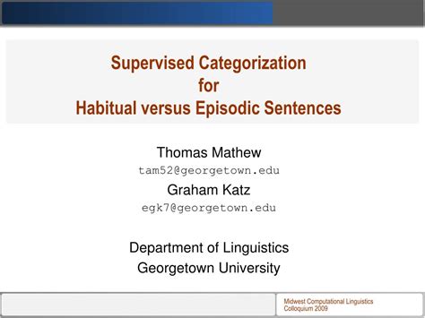 Ppt Supervised Categorization For Habitual Versus Episodic Sentences Powerpoint Presentation