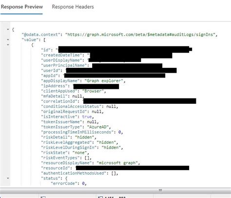 Microsoft Graph Azure Ad Signins Preview Log Modification Stack Overflow