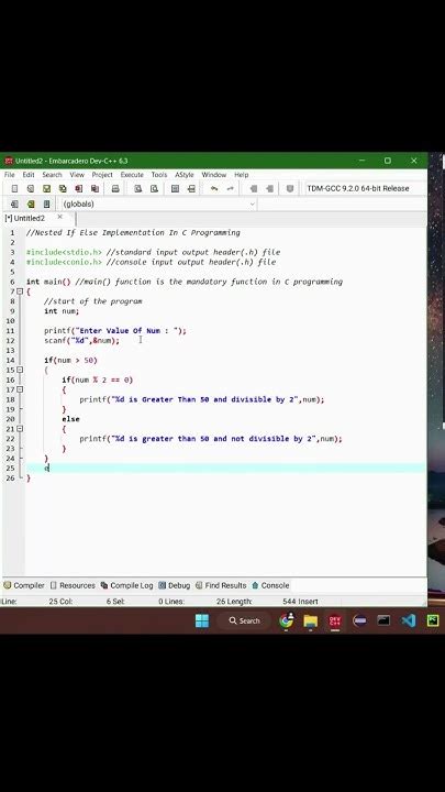 Nested If Else In C Programming Shorts Youtube