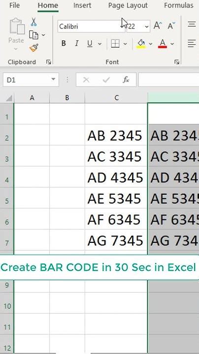 How To Create Bar Code In Excelhindiurdu👉create Barcode In 30 Sec