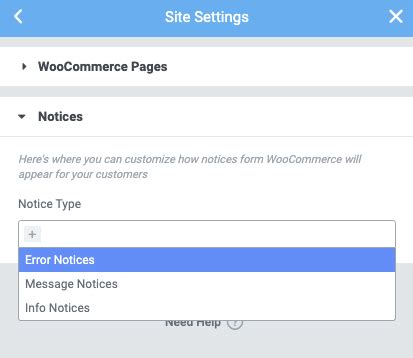 WooCommerce Notice Widget Elementor