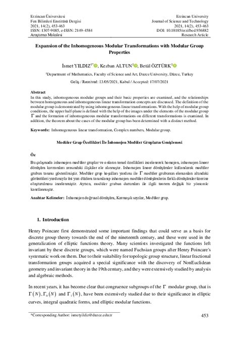 Pdf Expansion Of The Inhomogeneous Modular Transformations With