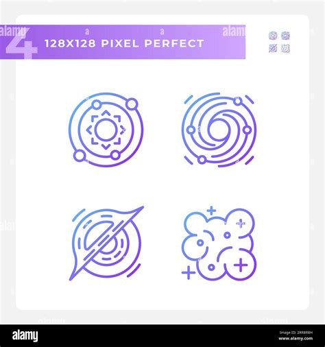 Outer Space Pixel Perfect Gradient Linear Vector Icons Set Stock Vector Image And Art Alamy