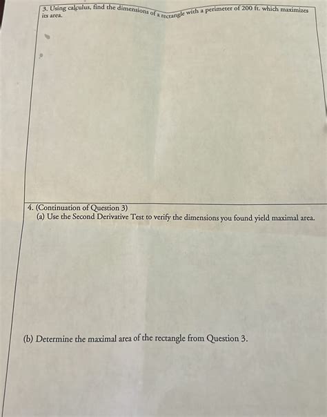 Solved Using Calculus Find The Dimensions Of A Rectangle
