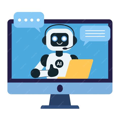 El Lindo Robot De Chat Con Una Computadora Portátil Amarilla Muestra