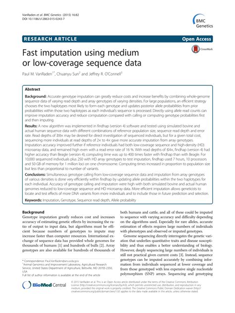 Pdf Fast Imputation Using Medium Or Low Coverage Sequence Data