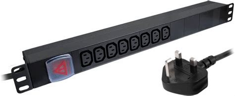 8 Way Horizontal Iec 13 13a Pdu Switched Uk Plug Digidirect