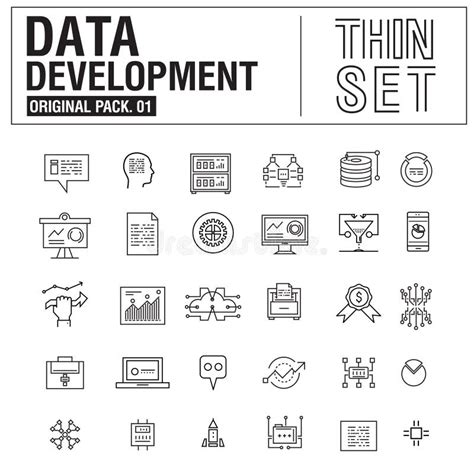New Modern Thin Line Icons Set Development Data Analysis Stock