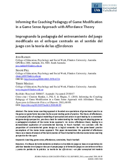 Pdf Informing The Coaching Pedagogy Of Game Modification In A Game Sense Approach With