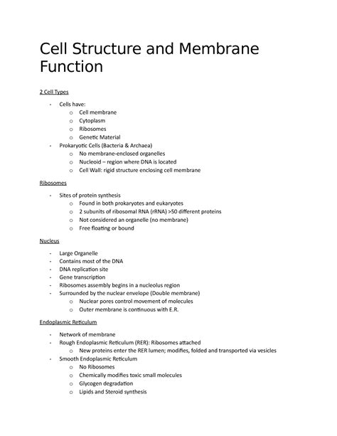 Cell Structure And Membrane Function Cell Structure And Membrane Function Cell Types Cells