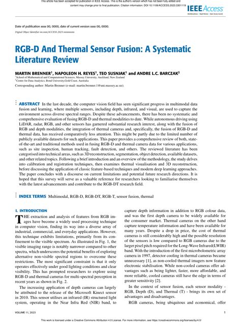 PDF RGB D And Thermal Sensor Fusion A Systematic Literature Review
