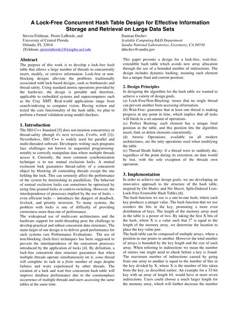 A Lock Free Concurrent Hash Table Design For Docslib