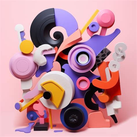 Premium Photo A Colorful Objects On A Pink Background
