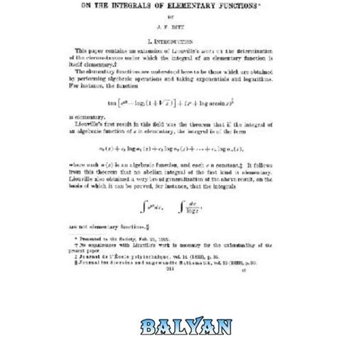خرید و قیمت دانلود کتاب On The Integrals Of Elementary Functions ترب