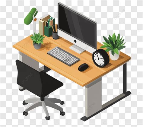 모니터가 있는 미니멀한 사무실 책상 업무용 책상 미니멀리스트 작업 공간 컴퓨터 스테이션 Png 일러스트 및 이미지 에 대한