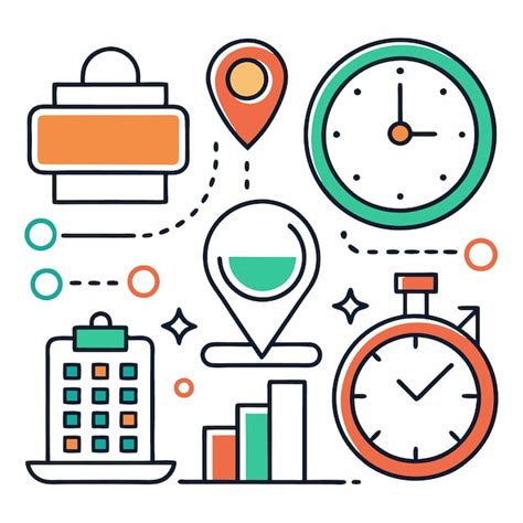 Colorful Line Art Illustration Of Time Management Productivity And Efficiency Premium Ai