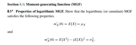 Solved Section 8 1 Moment Generating Function Mgf 8 1